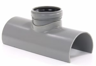 PVC klemzadel 110 x 75. Aftakking maken op buis 110 naar 75 mm